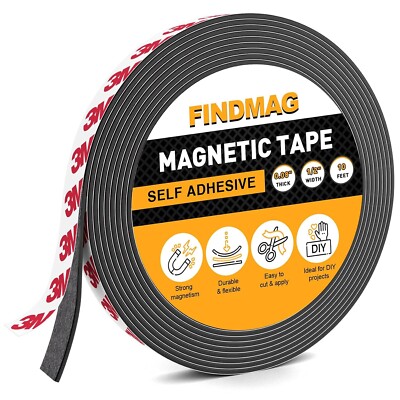 Magnetic Tape, Magnetic Strips with Adhesive Backing, 1 Roll 30 Feet ...