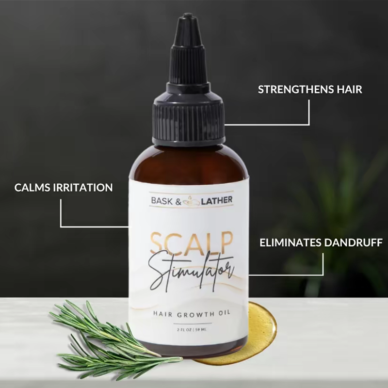 BASK AND LATHER Scalp Stimulator Hair Growth Oil-Lightweiaht Rosemary ...