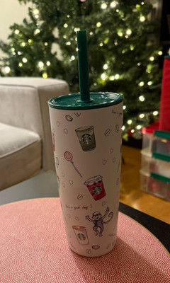 Starbucks Roller Rabbit Water Bottle w/ Straw-Monkey, Cakepop Print ...