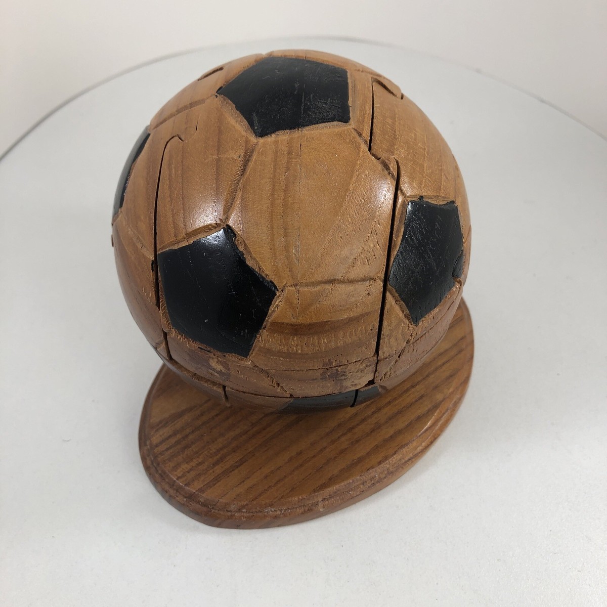 Wooden Soccer Ball Intarsia Wooden Ornament/Magnet Soccer Ball IOM66