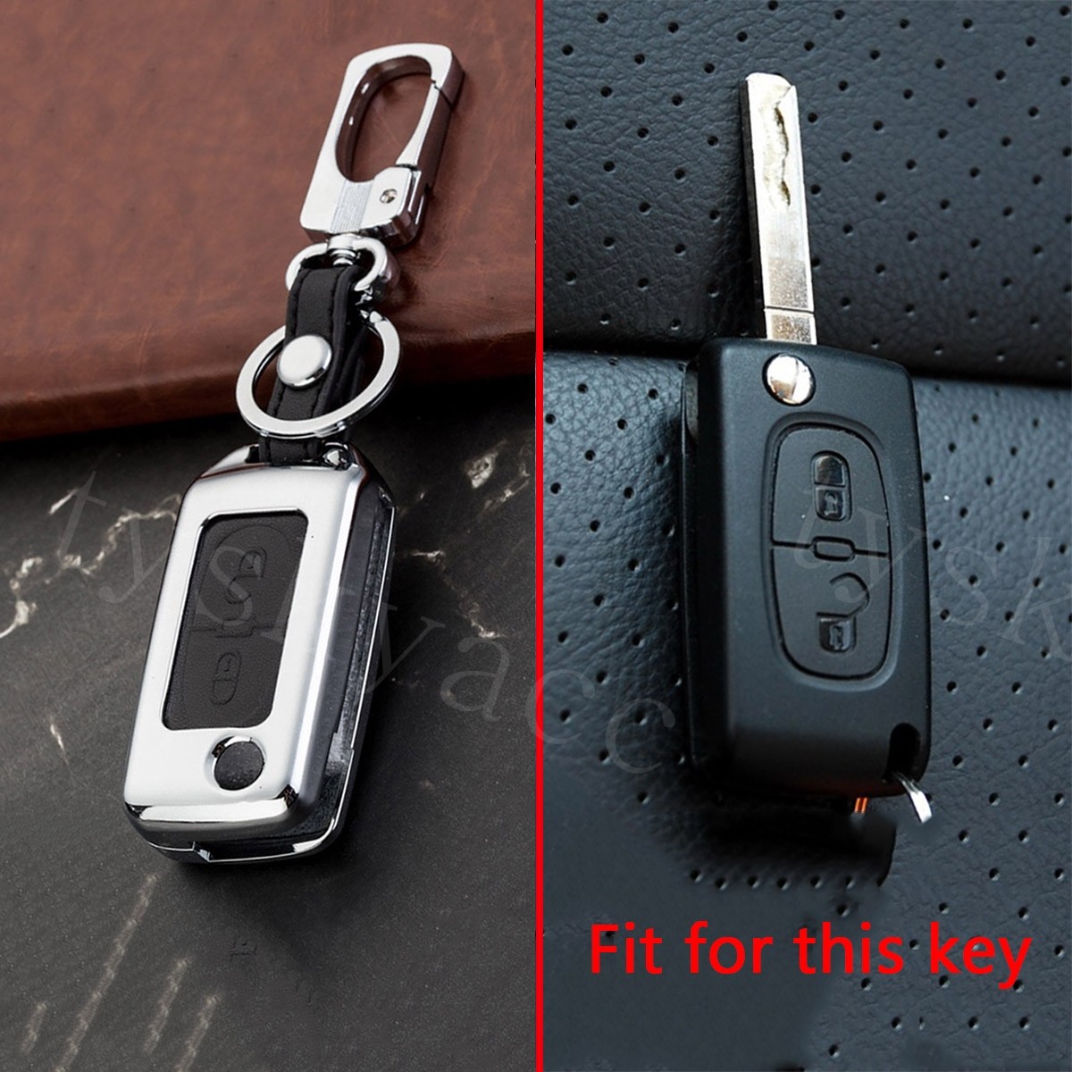 2 Buttons Key Bag Fit For Peugeot 207 307 308 407 Metal Key Fob Case ...