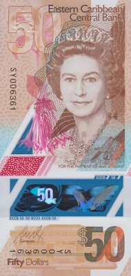 East Caribbean States 50 Dollars Banknote. single 50 dollars 2019 ...