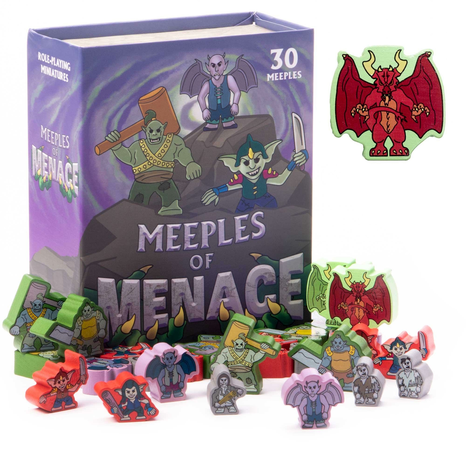 Meeples of Menace - 30 pc Fantasy Monsters Orcs Miniatures for Tabletop ...