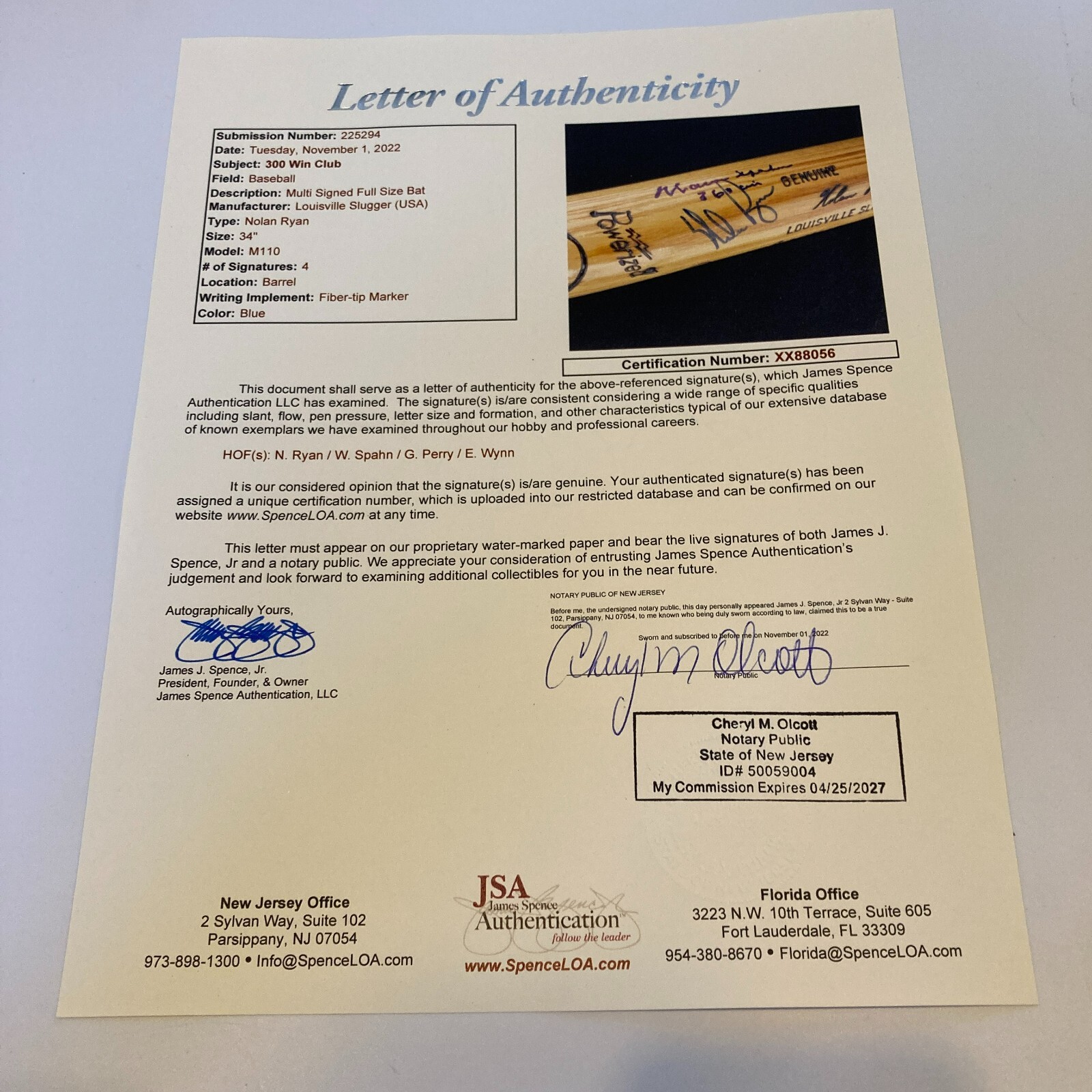 300 Win Club Signed Baseball Bat Nolan Ryan Warren Spahn JSA COA | eBay