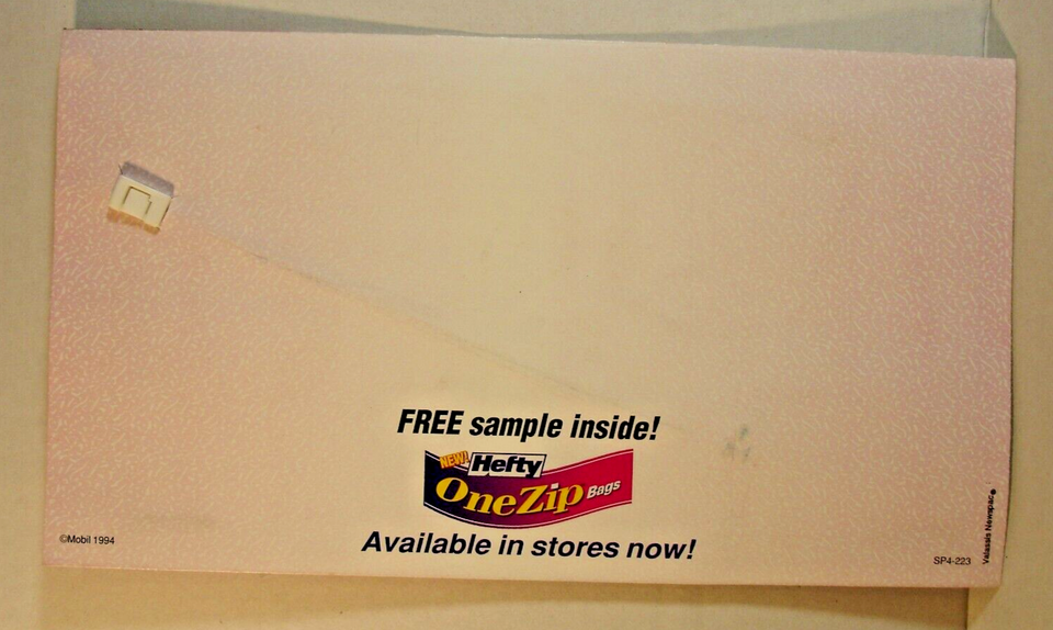 1994 Hefty Vintage Free Sample Slide Bag Inside Print Ad 11" x 6" New ...