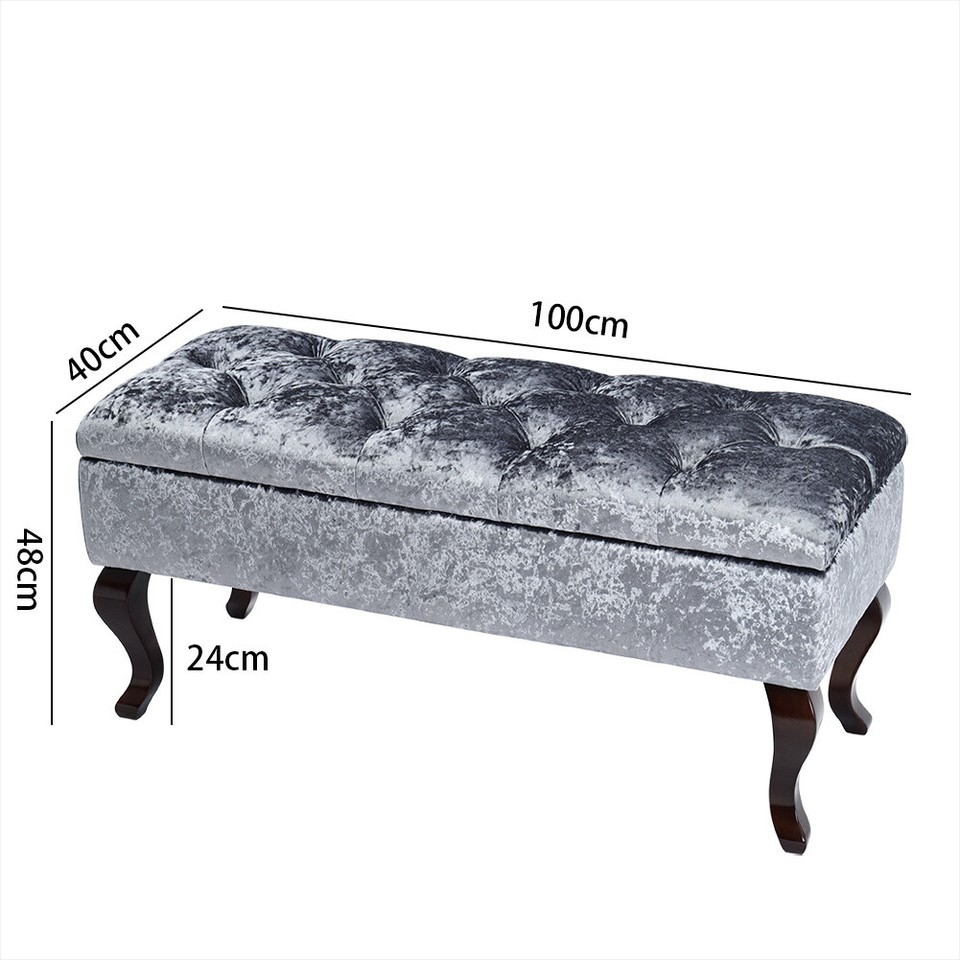 Chesterfield Velvet Window Seat Extra Large Bench Ottoman Storage Unit ...