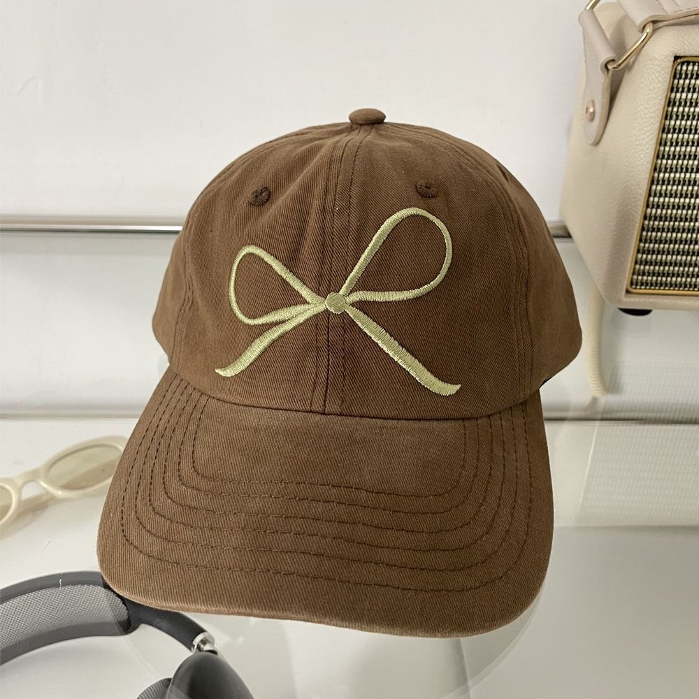 Washed Cotton Visor Cap Bow Embroidery Sun Hat Baseball Caps Women ...