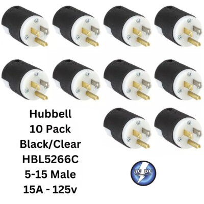LOT 10x Hubbell HBL5266C AC Male Edison NEMA 5-15P Plug 15A 125V ...