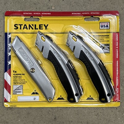 Stanley Fat Max Retractable Utility Carpet Box Cutter Knife Set (3-Pack ...