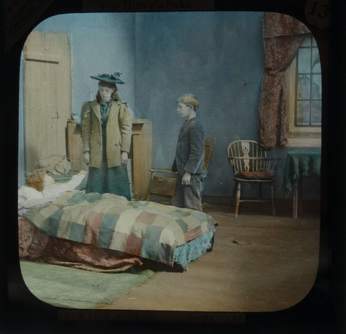 Magic lantern slide Temperance photo Victorian life children nurse ...