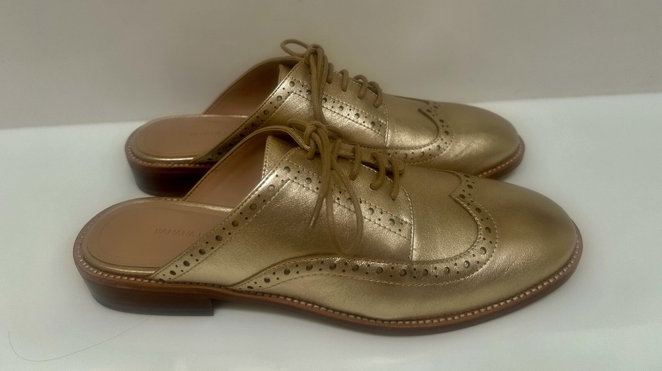 NEW BANANA REPUBLIC GOLD Wingtip Mules 8.5 M Lace Up NWOB RARE | eBay