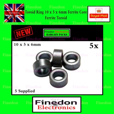 5 Qty Medium Ferrite Rings Cores 10x5x6mm RF Filter Coupling Toroid | eBay