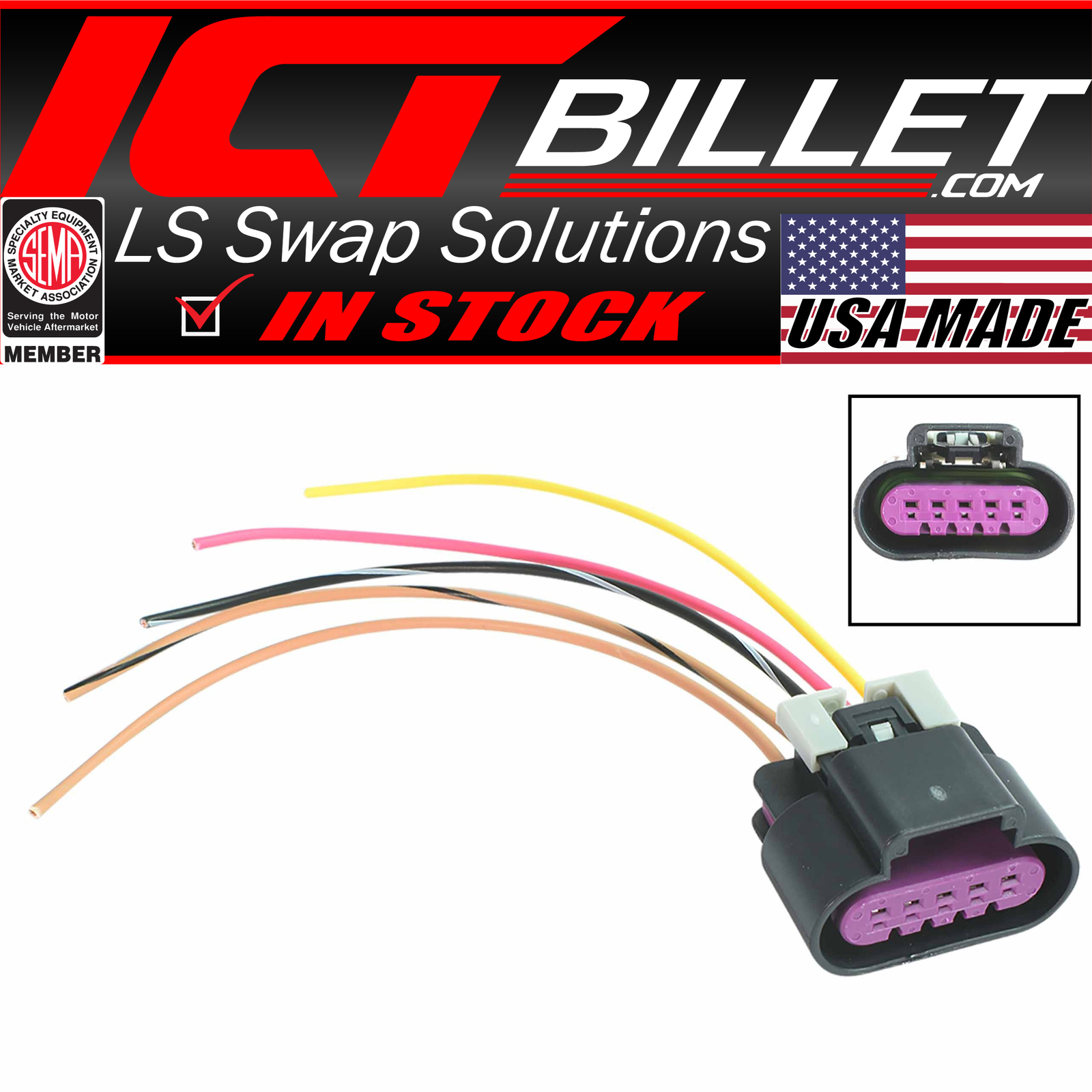 LS Gen 4 Mass Air Flow MAF 5-Wire Sensor Pigtail Connector Wiring Tube ...