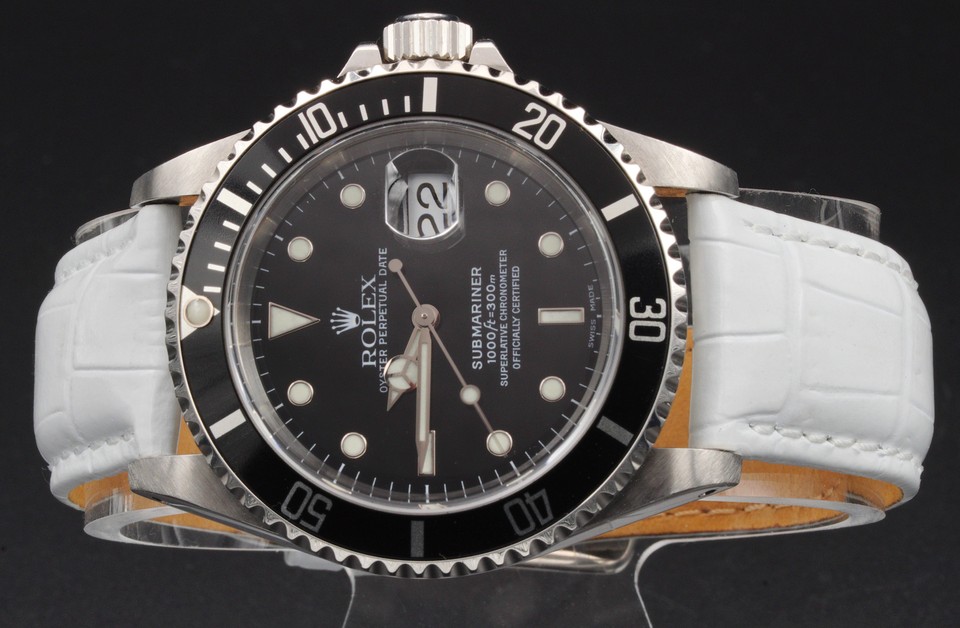 Mens Rolex Submariner Stainless Steel Watch w/ Black Dial & Bezel Date ...