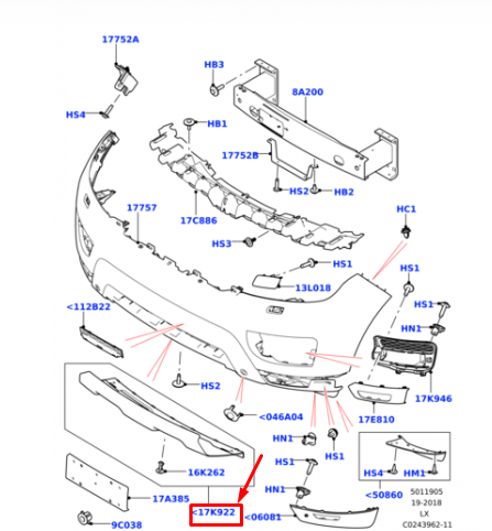 LR RANGE ROVER SPORT II L494 Front Bumper Towing Hook Cover LR095427 ...