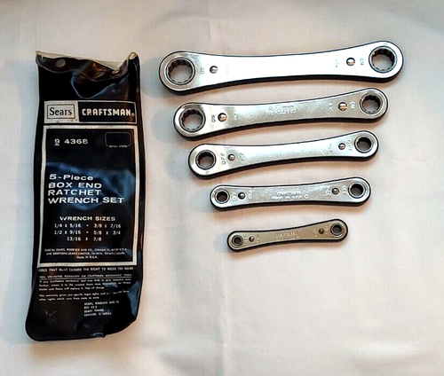 Vintage Craftsman 5pc SAE Box End Ratcheting Wrench Set 94368 - Made in ...