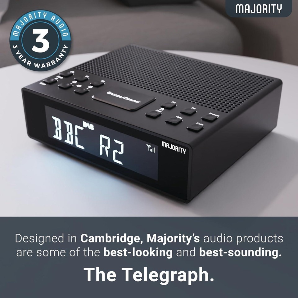 Bluetooth DAB, DAB+ Clock Radio | Bedside Radio with Dual Alarm, Snooze ...