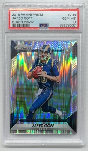 2016 Prizm Jared Goff Flash Prizm Rookie Card RC #208 PSA 10 Rams | eBay