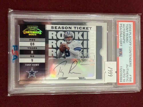 Tony Romo 2003 Contenders Season Ticket Auto Rookie Card #/999 PSA 10 ...