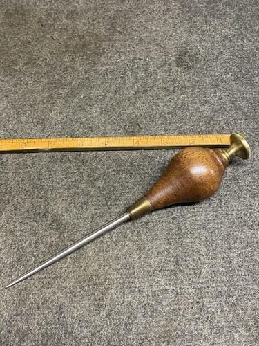 Vintage 7” Scratch Awl With Exotic Wood Handle And Brass Finial ...
