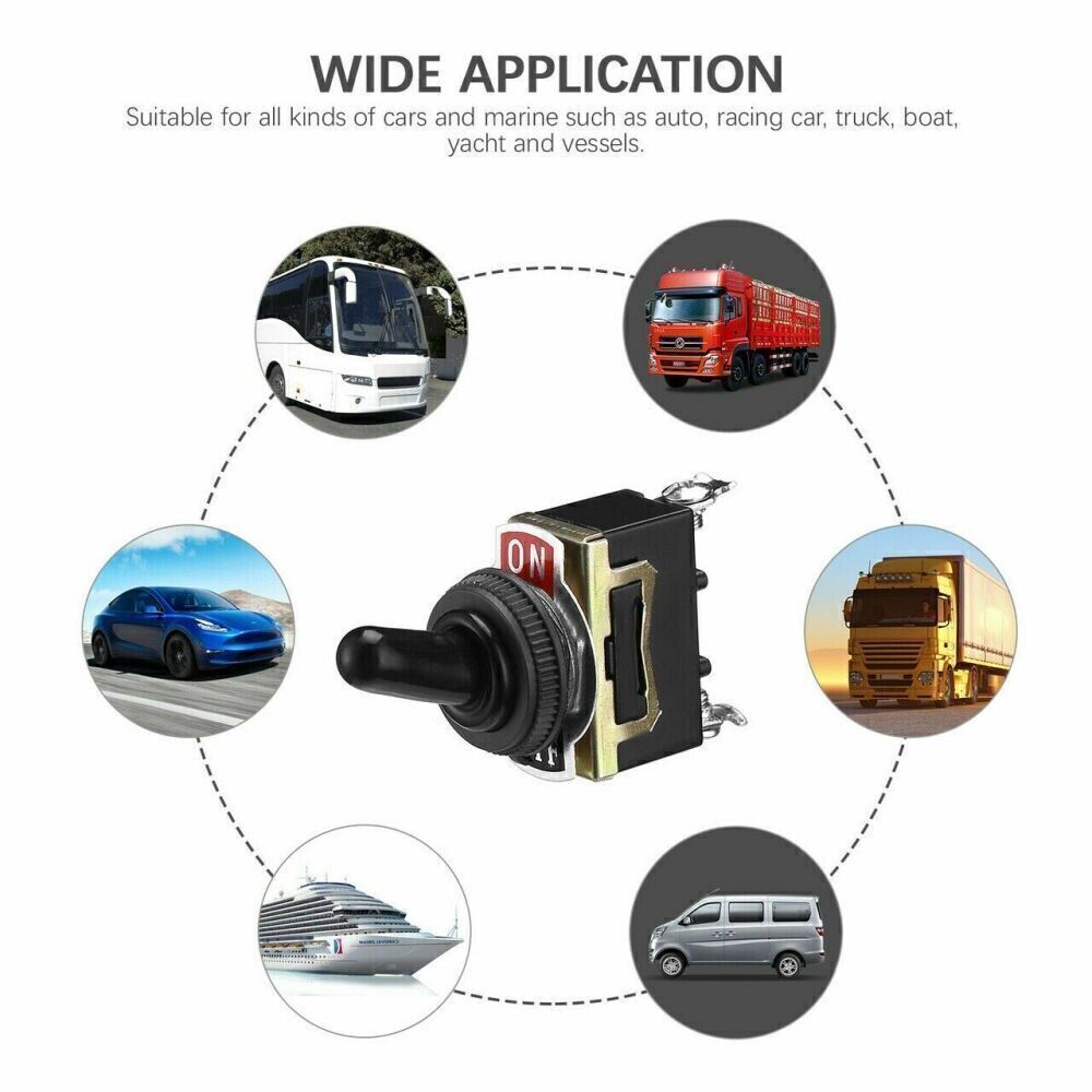 5Pc 12V Toggle Flick Switch WATERPROOF SPST ON OFF For Marine Car Dash ...