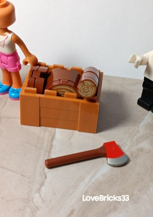 New LEGO Logs Fireplace Axe Wood Handle Red Silver Printed Blade ...