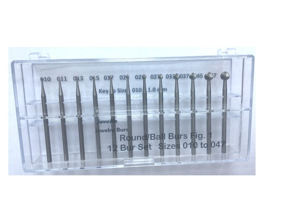 JEWELRY ROUND-BALL BUR SET, 12 PCS 010 TO 047, FIG 1, QUALITY BURS FOR ...