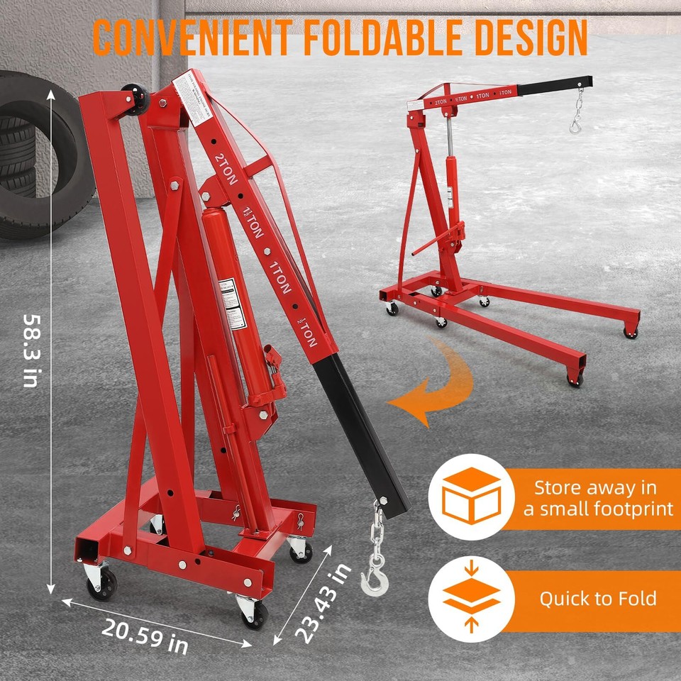 Folding Hydraulic Engine Crane 2 Ton Engine Hoist ,Heavy Duty Picker ...