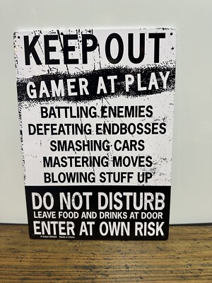 "Keep Out Gamer at Play" 8" x 12" Metal Tin Funny Bar Sign DO NOT ...