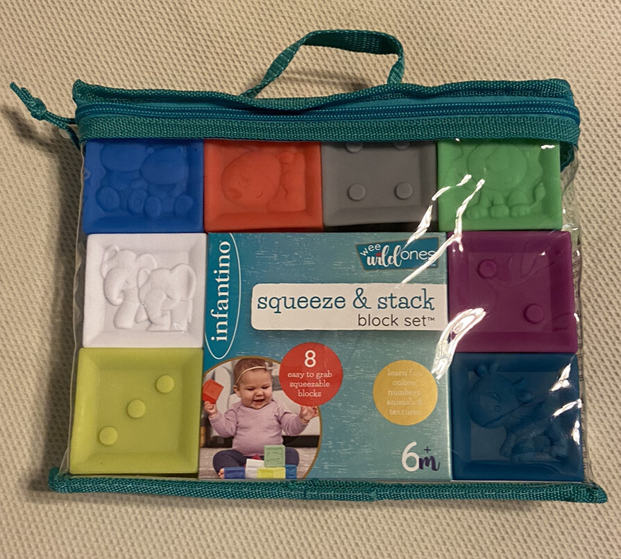 Infantino Squeeze and Stack Block Set Numbers Animals Shapes Colors Baby Toy NEW 885663932109| eBay
