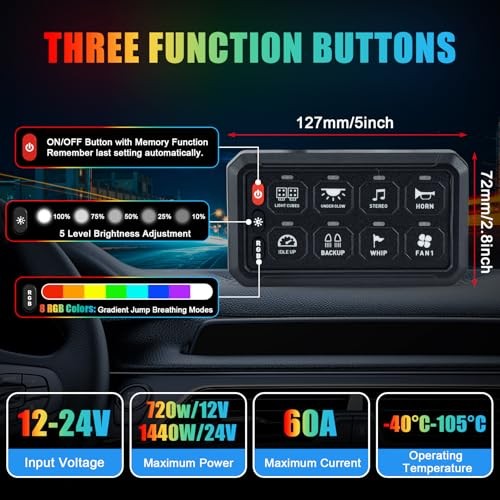 RGB Switch Panel High Power Multifunction Toggle Switch Panel Box 8 ...