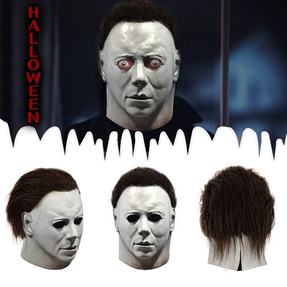 Michael Myers Halloween Full Head Mask White Latex Horror Cosplay ...