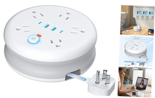 Retractable Travel Power Strip: 5 ft Extension Cord Surge Protector ...