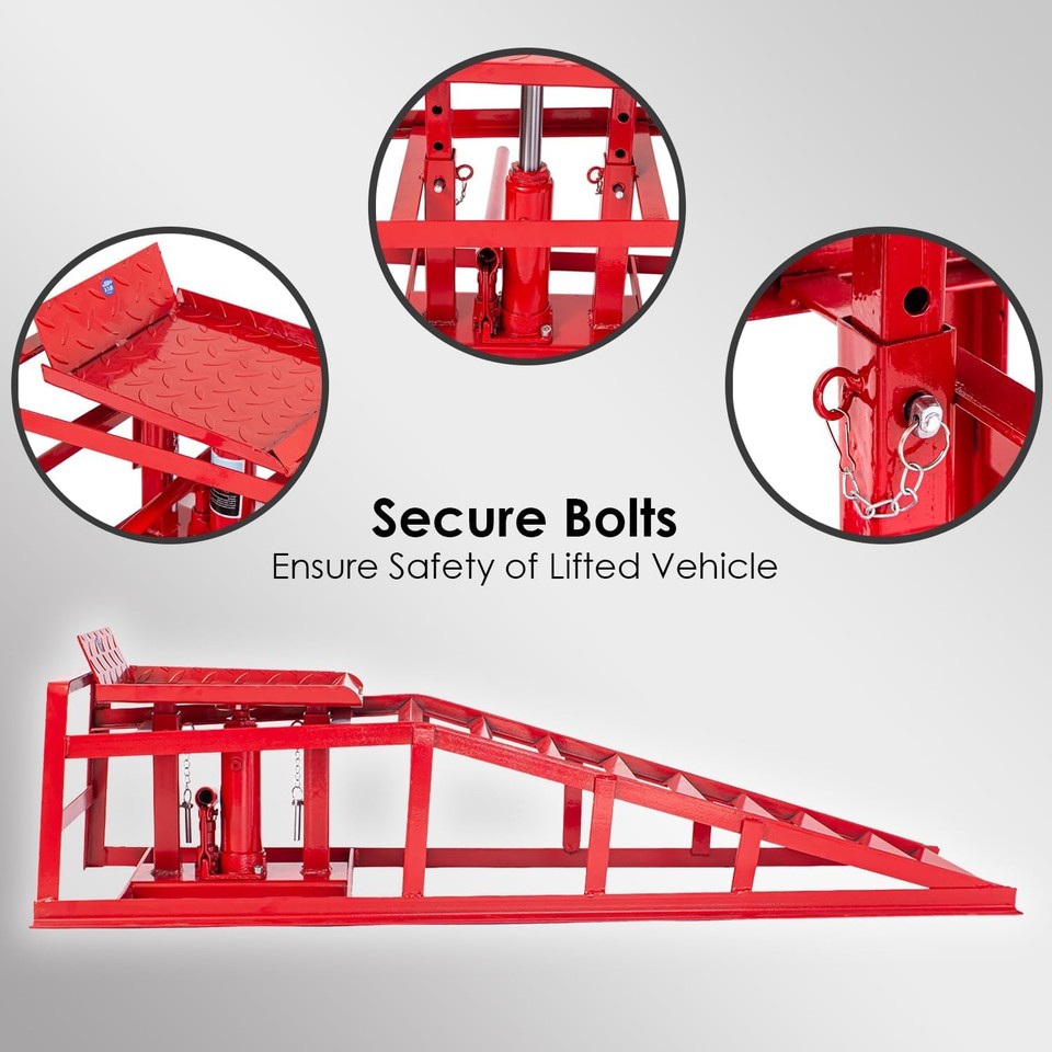 4 ton Hydraulic Car Ramps 2PC Heavy Duty Garage Auto Van Bottle Lift ...