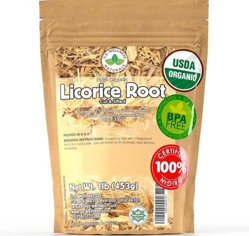 Licorice Root Tea 1LB (16Oz) 100% CERTIFIED Organic Licorice Root Cut ...