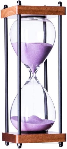 Decorative Hourglass 1 Hour 60 Minute Timer Wooden Stand Purple Sand ...