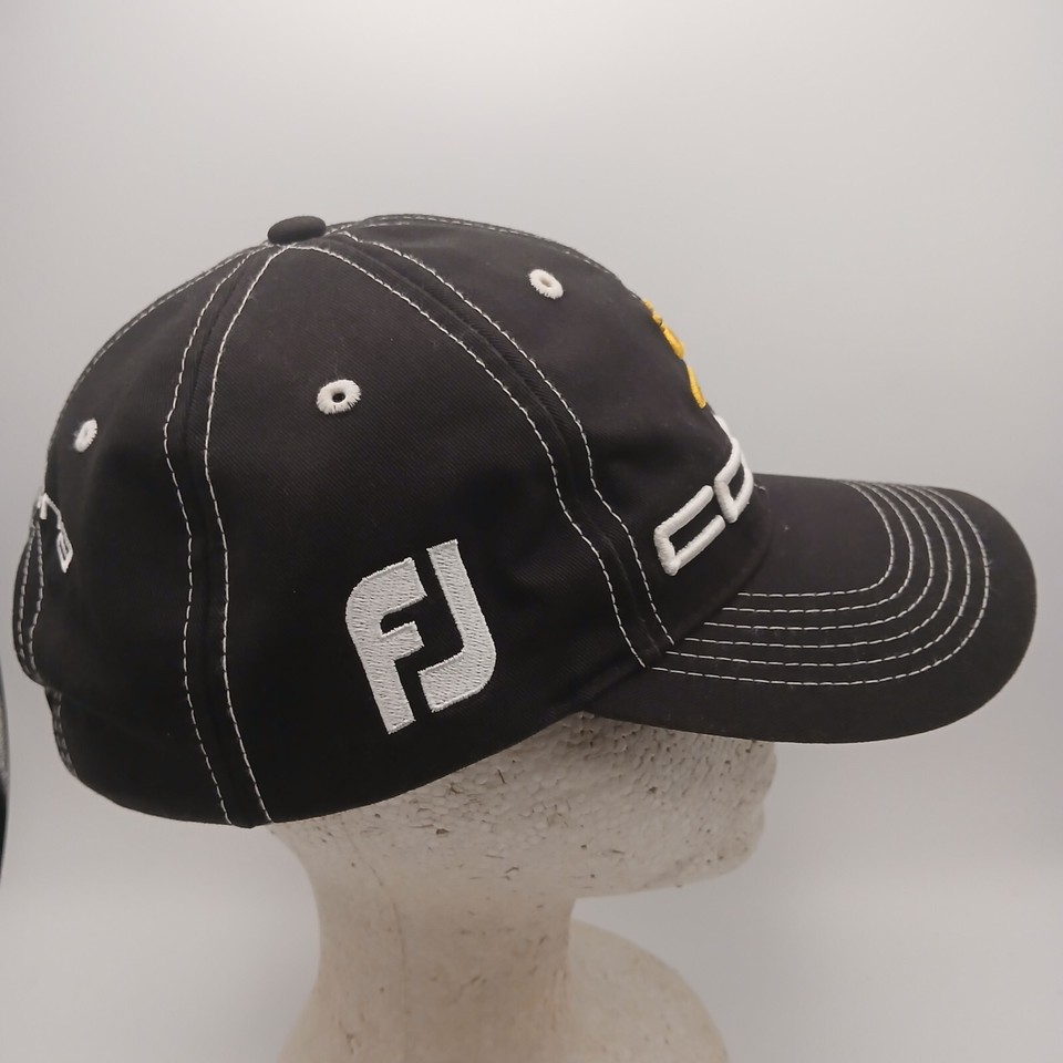 Cobra FootJoy Golf Hat Cap FJ Speed Black Strap Back White Script Gold ...