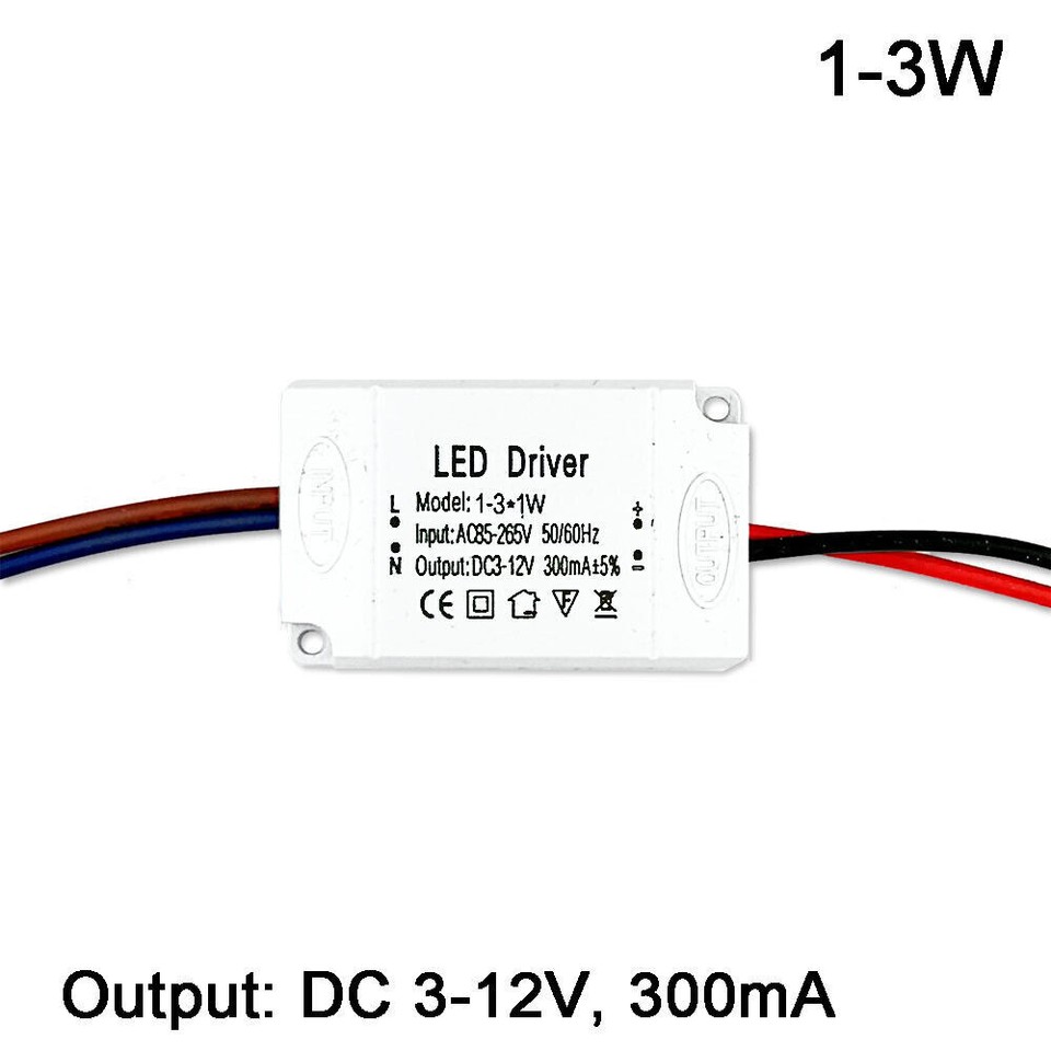LED Driver 3W 7W 8W 12W 18W 25W 36W Power Transformer 300ma DC 12V / 24V | eBay