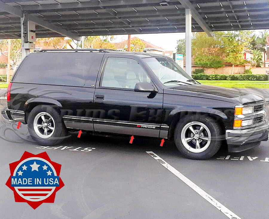 1995-1999 Chevy Tahoe 2Dr No Flare Rocker Panel Trim Stainless FL 8Pc 6 ...