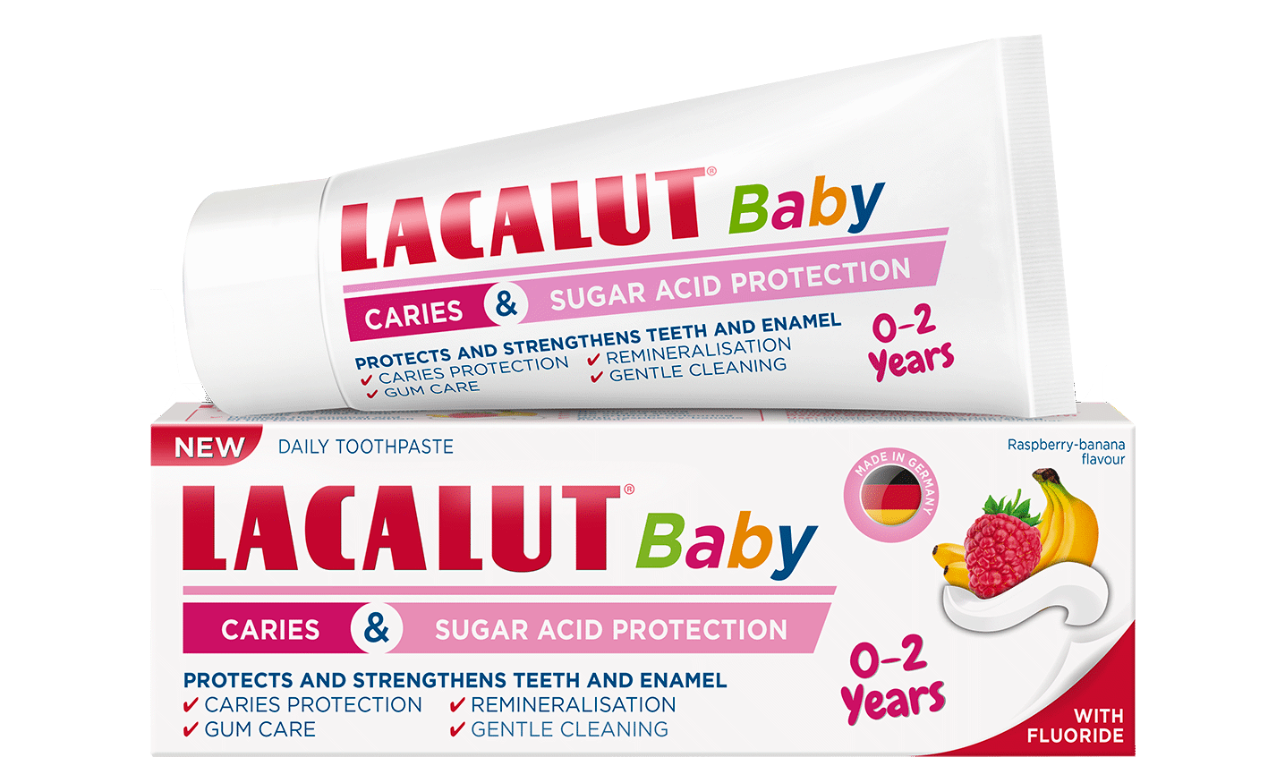 4 LACALUT Baby Toothpaste 0-2 Years Caries & Sugar Acid Protection 55ml ...
