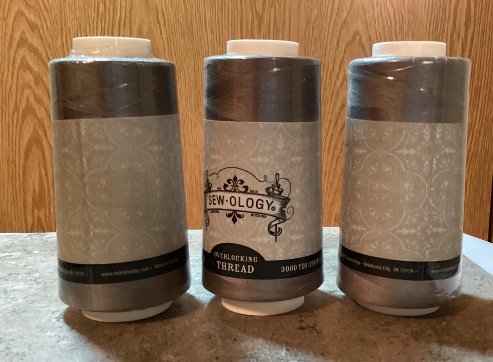 SEW-OLOGY Polyester Thread Overlock 3 Spools 3000 yds Ea. Spool Dark ...