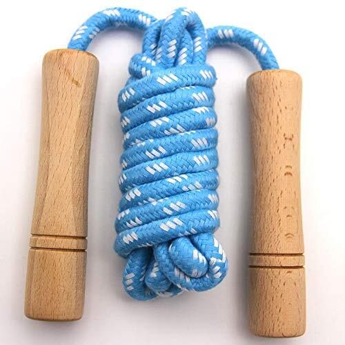 Cotton Jump Rope for Kids - Wooden Handle - Adjustable Cotton Sky Blue ...