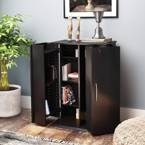 DVD CD Blu-Ray Storage Media Tower Unit Rack Home Movie Cabinet Locking ...