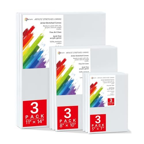 Stretched Canvas Multi Pack 5x7 8x10 11x14 9 Set Artist Canvases Frame ...