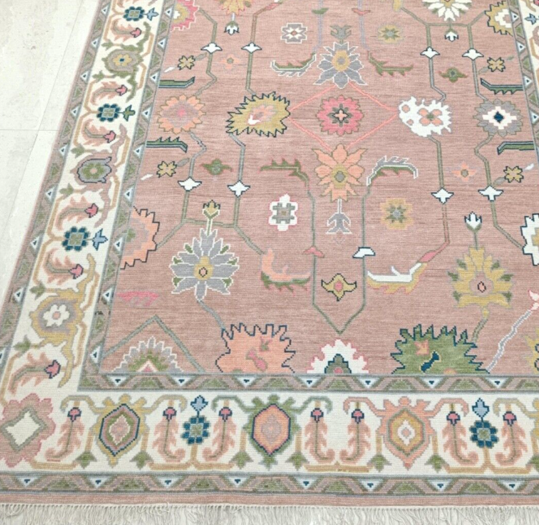 8x10 Hand knotted Oushak Tribal Fine Wool Area Oriental Area Rug Pink ...