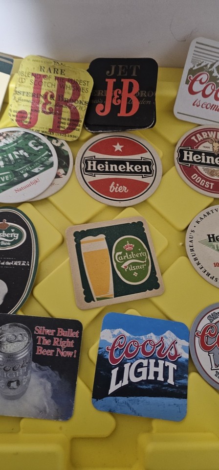 Vintage Heineken Carlsberg Coors Beer Coasters Lot Of 29x Bar Mats - 80 ...