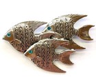 Large 3" School Shoal of Silver Fish Brooch Vintage Art Deco Style ...