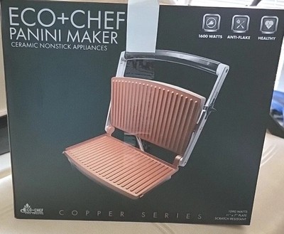 Eco+Chef Panini and Contact Grill, 1090 / 1600 Watt Non-Stick Model EC ...