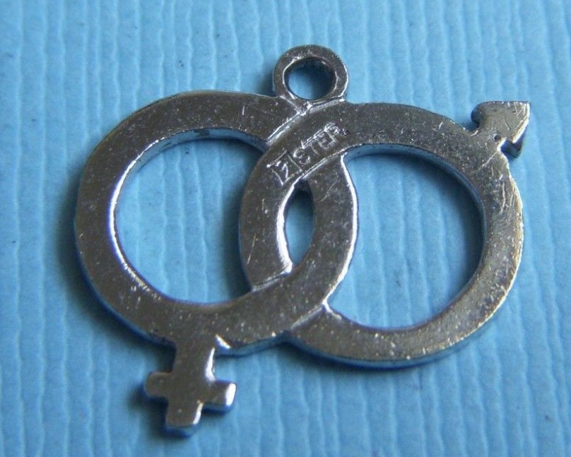 Vintage interlocking male and female symbols sterling charm | eBay