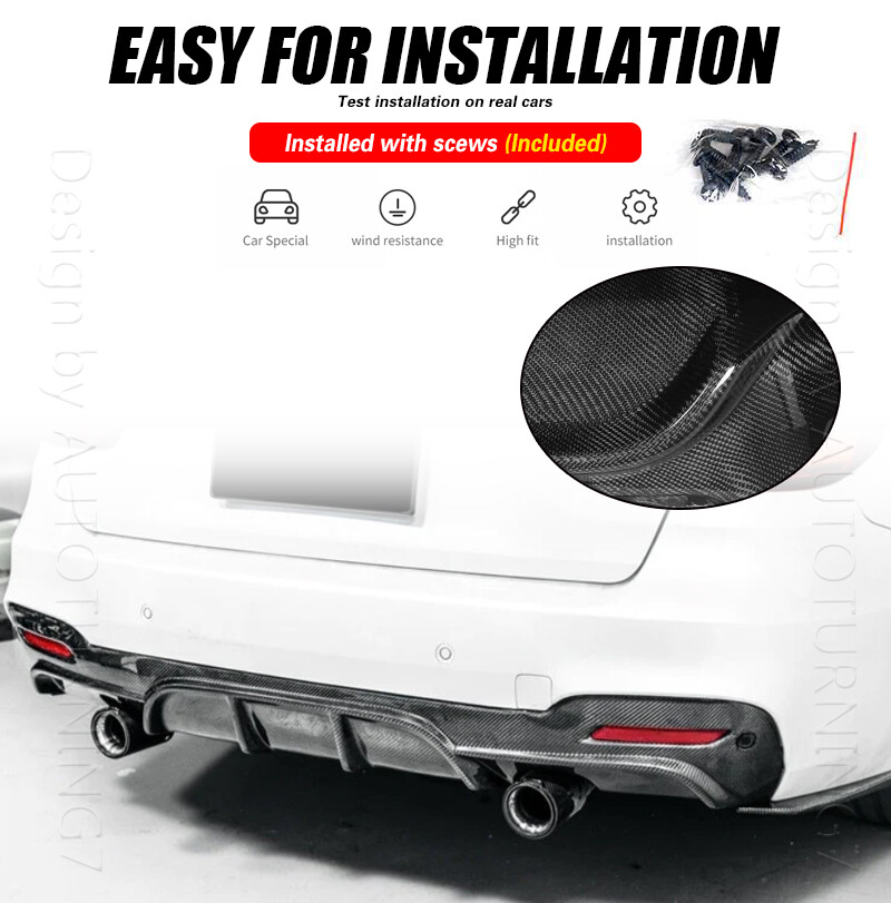 REAL Carbon Fiber Rear Diffuser Bumper Lip For 14-18 BMW 3 series GT ...